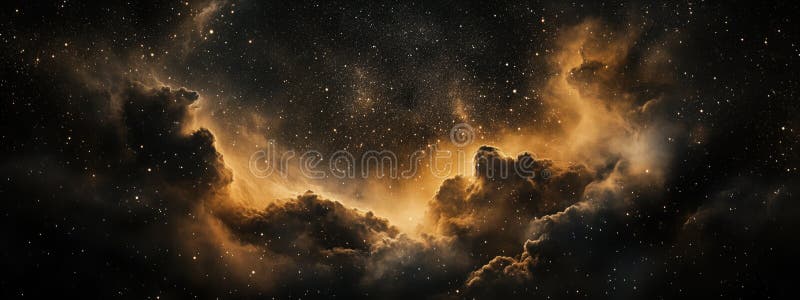 Night Sky in Black and Gold Colors Panorama Stock Illustration ...