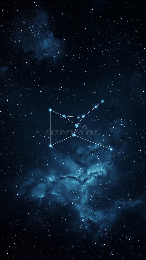 Night Sky with Bright Stars Outlining the Constellation in Deep Blue ...