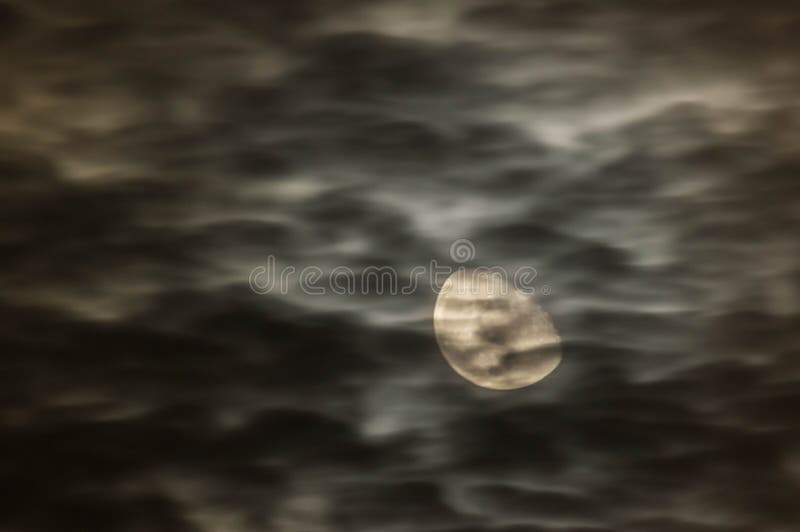 The Moon in the Night, Overcast Sky. Stock Photo - Image of satellite ...