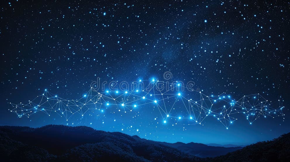 Night Sky Constellation Shaped Like a Data Graph, Depicting Stars ...
