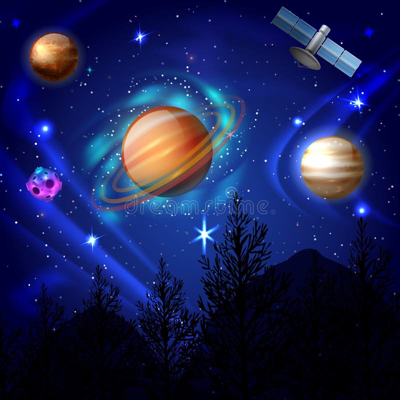 Night Sky Cosmos Composition Stock Vector - Illustration of motion ...