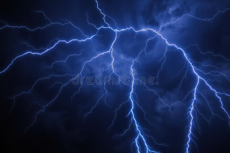 Night Sky with Dramatic Lightning Bolts Stock Image - Image of dramatic ...