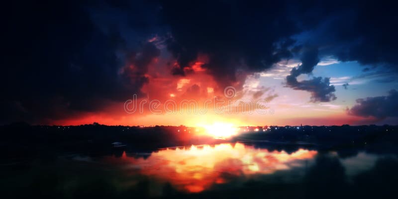 Night Sky ,dramatic Sunset Orange Dramatic Cloudy Blue Sky Nature ...
