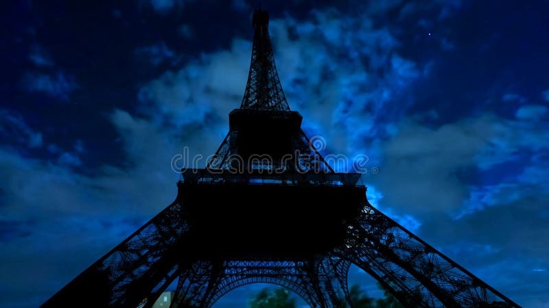 Night sky and Eiffel Tower editorial stock photo. Image of full - 133478183