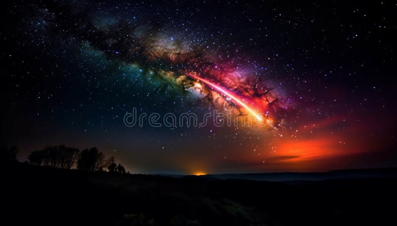 Night Sky Explodes with Glowing Star Trail in Milky Way Galaxy ...