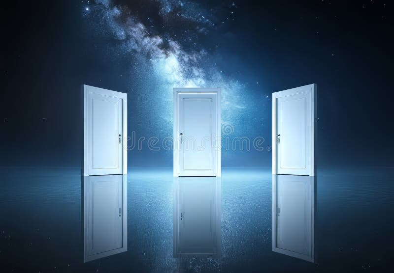 The Night Sky Features Glowing Pillars in the Desert with a Reflection ...