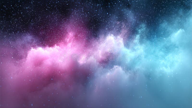 The Night Sky Features a Vibrant Cosmic Cloudscape, Nebula, and ...