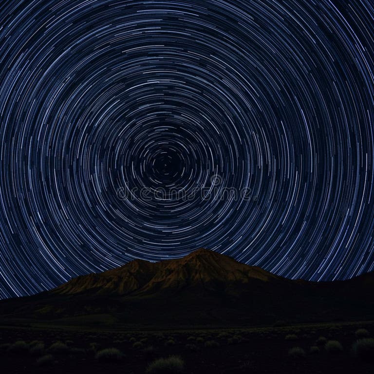 A Night Sky Filled with Circular Star Trails Creating Concentric ...