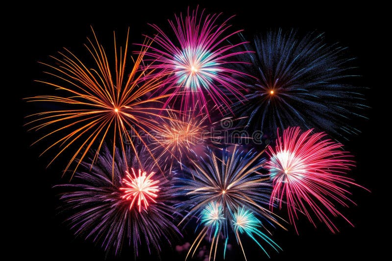 Night Sky Fireworks Display Stock Photo - Image of burst, holiday ...