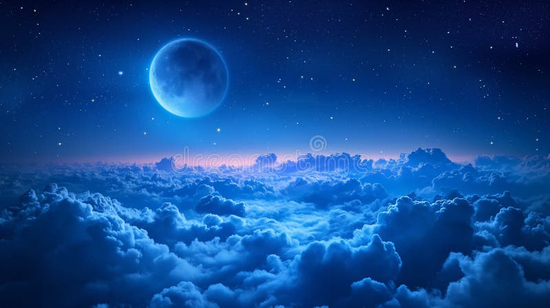 Night Sky with Full Bright Moon in the Clouds, Cinematic Moon and Clouds, Stock Photo - Image of ...