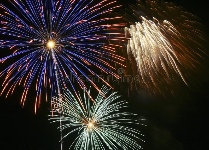 A Night Sky Full of Exploding Fireworks Stock Image - Image of blue ...