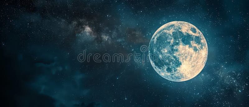 Night Sky with Full Moon, Dark and Serene, Celestial Scene, Copy Space ...