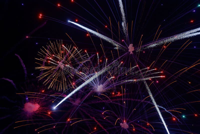 Night Sky Full of Red Firework Sparks and Smoke Stock Photo - Image of ...
