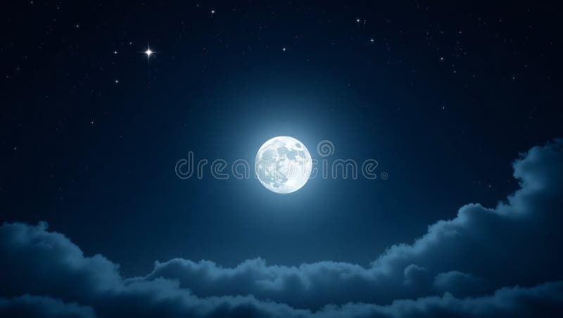 Night Sky with Glowing Moon Dramatic Clouds Stock Image - Image of ...