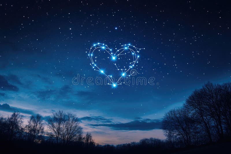 A Glowing Heart-shaped Constellation Illuminates the Night Sky Stock ...