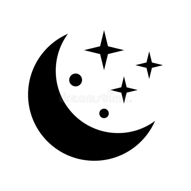 Night Sky Icon. Crescent Moon and Tiny Stars Icon. Stock Vector - Illustration of baby, symbol ...