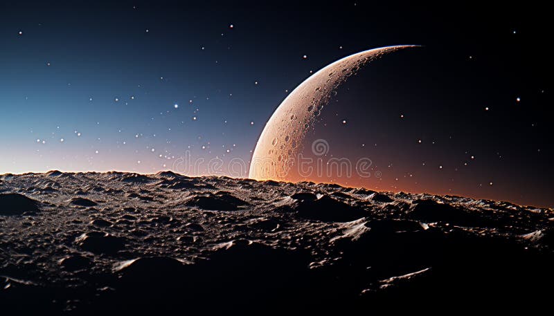 Night Sky Illuminated by Glowing Stars, Moonlight on Dark Landscape ...