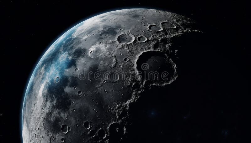 Night Sky, Illuminated by Moonlight, with Stars Orbiting in Space ...