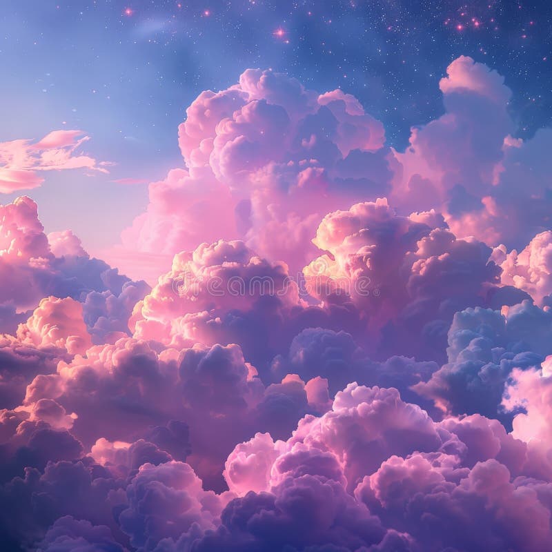 Sky Filled with Clouds and Stars Stock Illustration - Illustration of ...