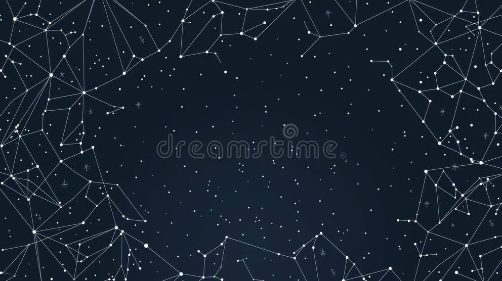 A Night Sky Illustration with a Complex Web of Constellations, Created ...