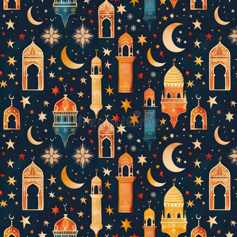 Night Sky Islamic Architecture Pattern Stock Illustration ...