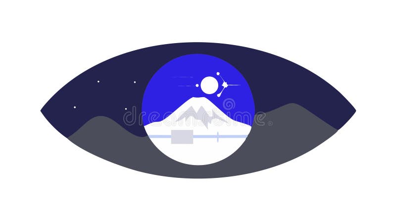 Night Sky Landscape Eye Icon for Dreams and Vision, Vector Design ...