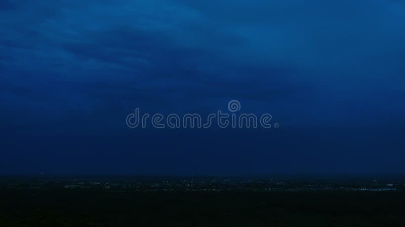 Night Sky with Lightning Storm in the Rain on a Background of City ...