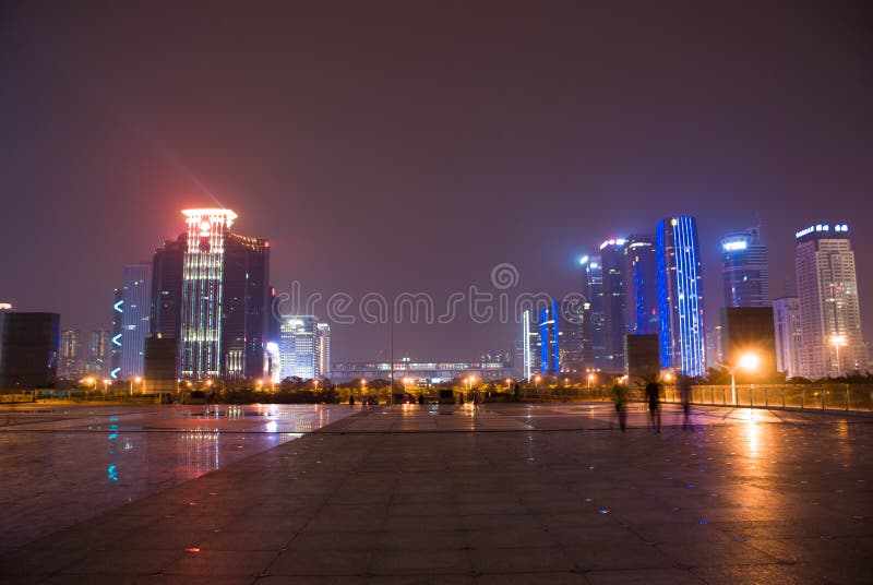 Night Sky Line with Lights in Shenzhen Editorial Stock Image - Image of ...