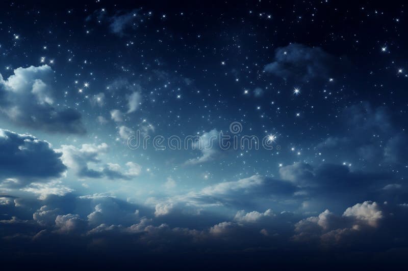 Night Sky with Luding Clouds and Starry Night. AI Stock Illustration - Illustration of clouds ...