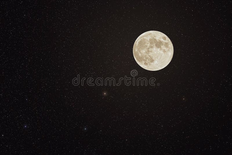 Night Sky with Many Stars and Bright Full Moon. Composite Image - Not ...