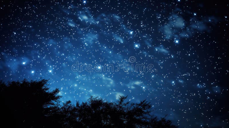 A Night Sky with Many Stars and a Tree in the Foreground, AI Stock ...