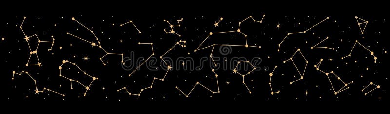 Night Sky Map, Star Constellation Astrology Border Stock Vector ...