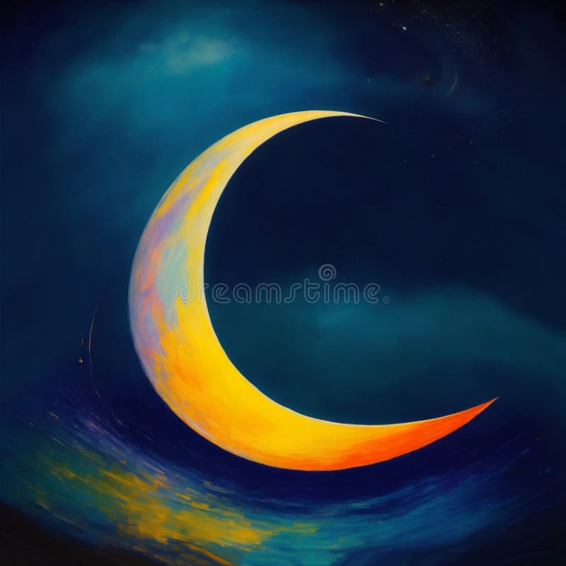 Night Sky Minimalist Graphics with Moon and Stars Stock Illustration ...