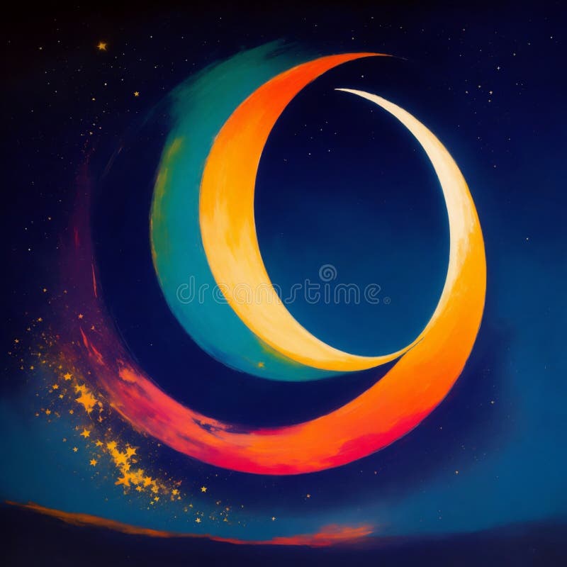 Night Sky Minimalist Graphics with Moon and Stars Stock Illustration ...