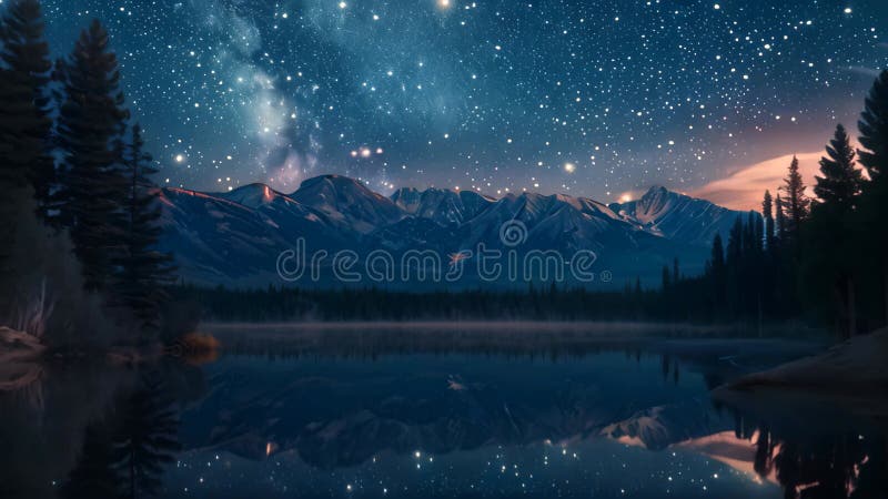 The Night Sky is Mirrored in a Lake, Creating a Stunning Visual Display ...