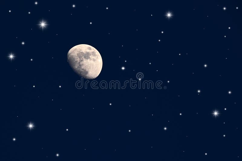 Night Sky with Moon and Stars Stock Image - Image of wallpaper ...