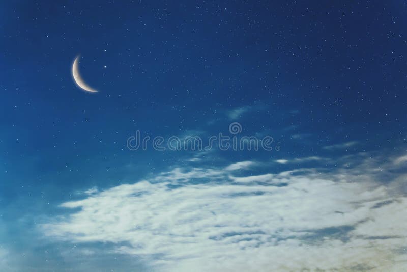 Night Sky and Moon, Stars, Ramadan Kareem Celebration Stock Photo ...