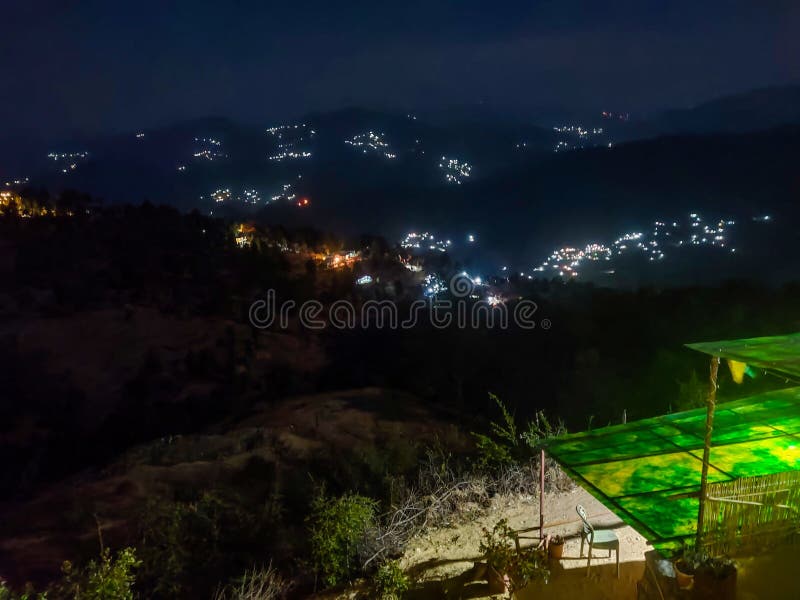 Night Sky Mountain Valley View Uttarakhand Stock Photo - Image of dusk ...