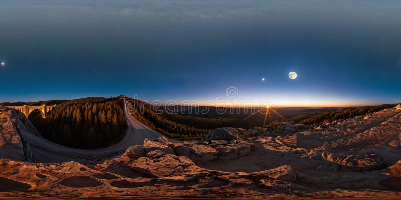 Night Sky, Mountains, View of Moon. 360 Degrees Seamless Spherical ...