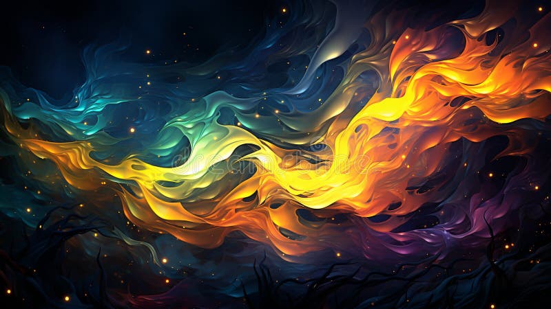 Night Sky Navy and Neon Yellow Abstract Mesmerizing Pattern Stock Photo ...