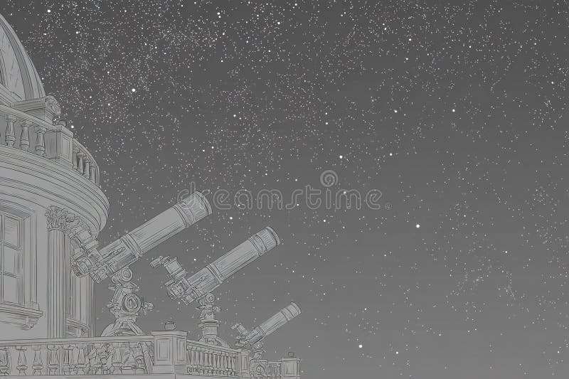 Night Sky Observation through Telescopes at an Observatory during a ...