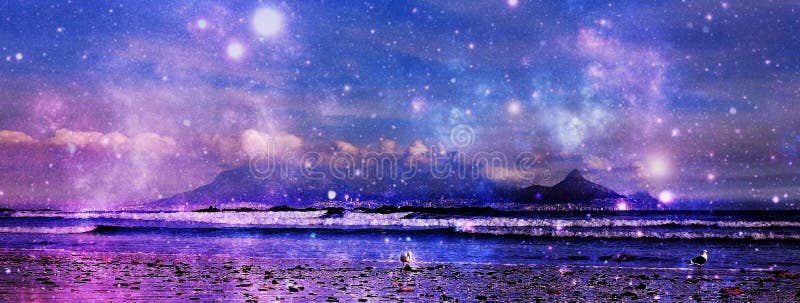 Night sky over Cape Town stock image. Image of cape - 119649107