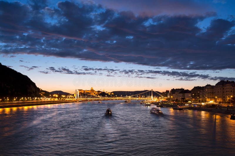 Night Sky Over Danube River, Budapest Stock Image - Image of town ...