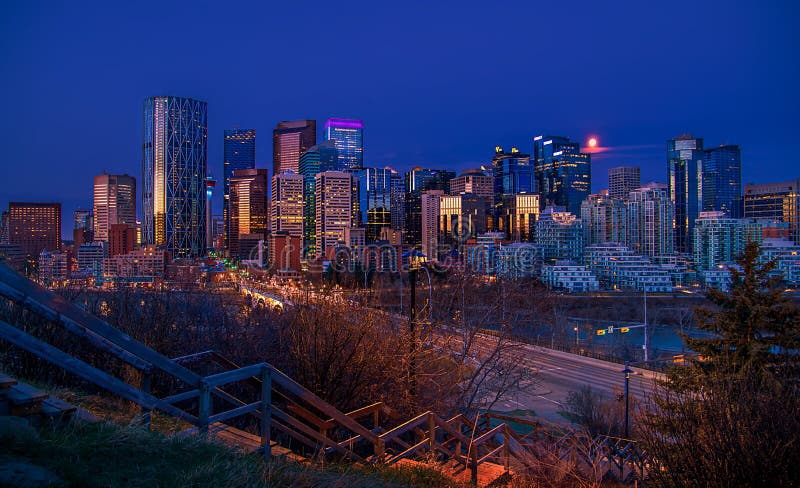 Night Sky Over Downtown Calgary Stock Image - Image of lights, alberta ...