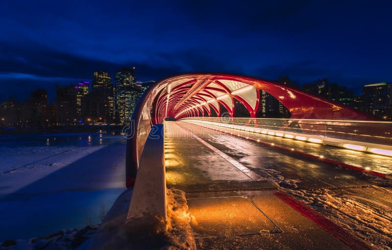 Night Sky Over an Illuminated Peace Bridge Editorial Photography ...