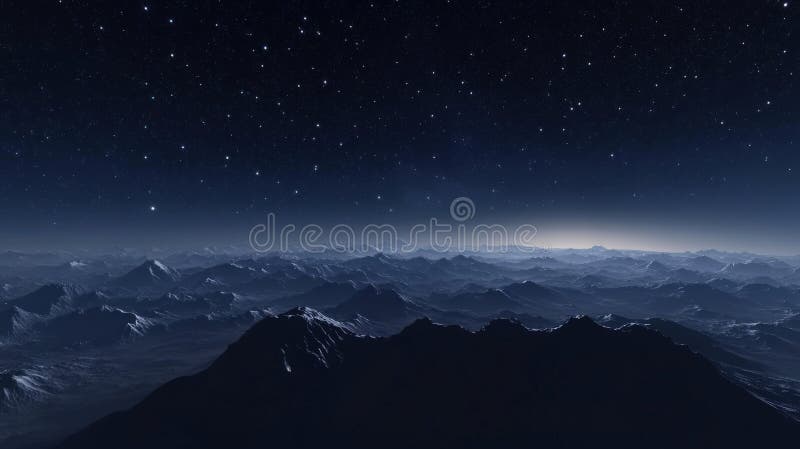 Night Sky Over a Landscape in Complete Shadow Stock Illustration ...