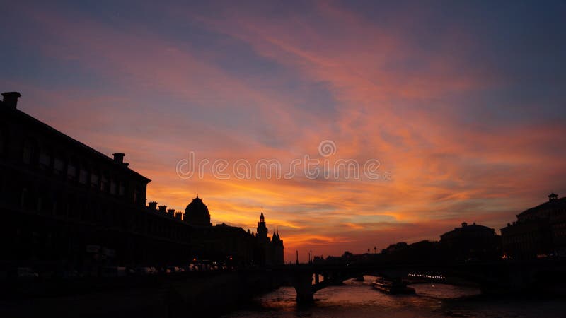 Night Sky Over Paris, France. Stock Photo - Image of sunset, europe ...