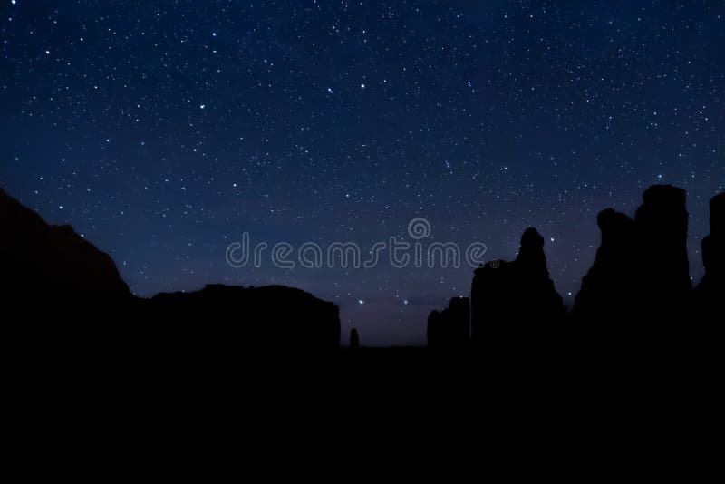 The Night Sky Over the Rock Formation of Utah Stock Photo - Image of ...
