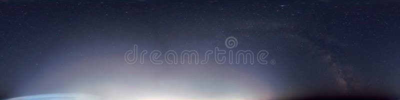Night Sky Panorama with Milky Way and Raising Full Moon. Seamless Hdr ...