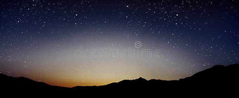 A Night Sky Panorama with Stars and Moon Stock Image - Image of star ...